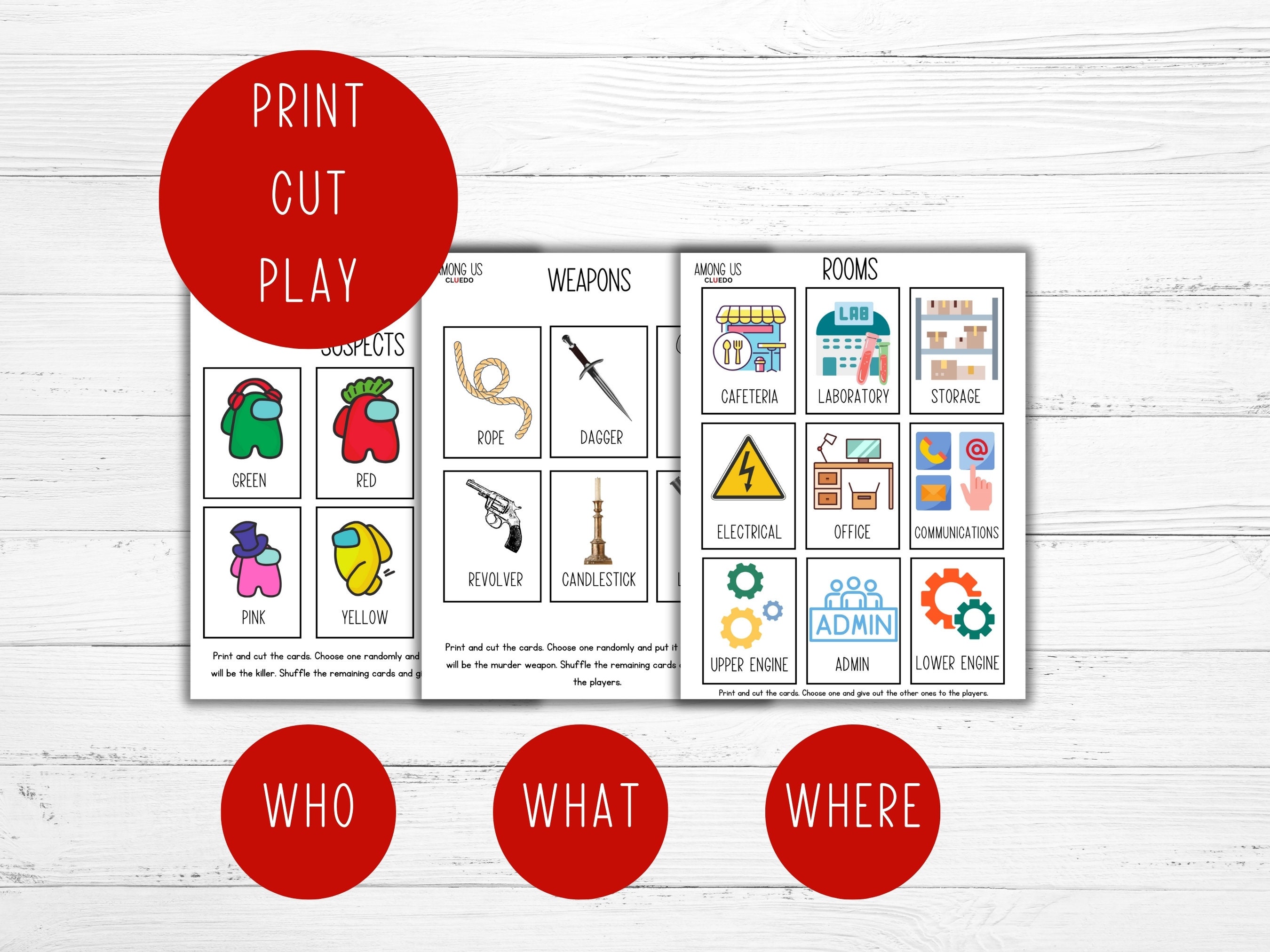 Among Us, Cluedo, Clue, Printable Game, Card Game, Fun Game, Family ...