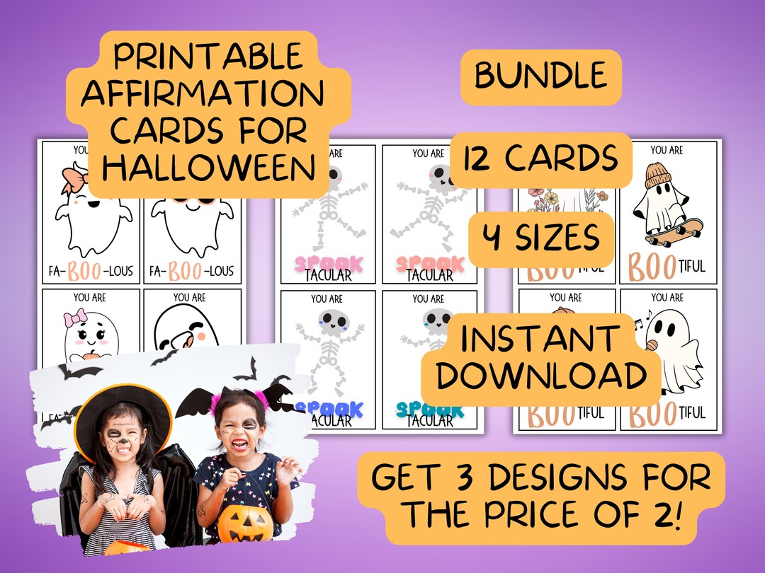 Halloween Affirmation Cards, Bundle, Halloween Cards for Kids, Students ...