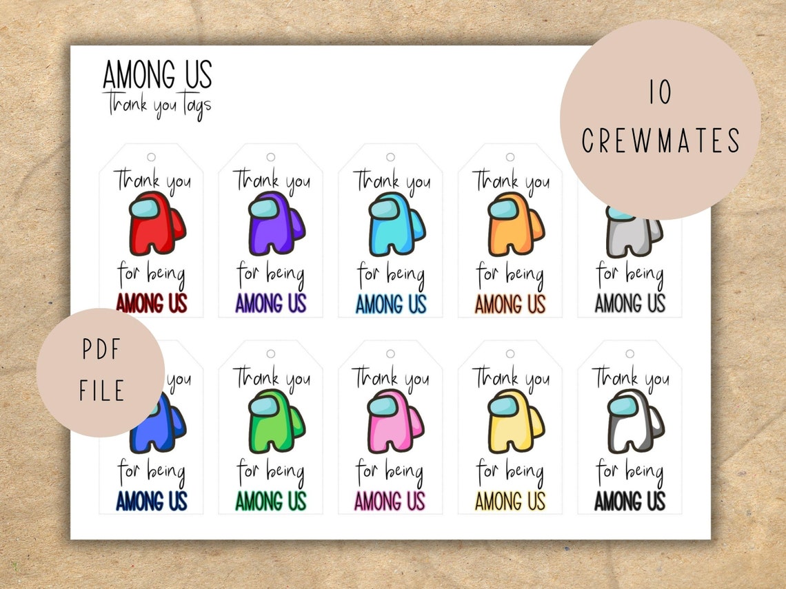 Among Us Gift Tags, Printable Tags, Thank You Gift Tags, Among Us Gifts ...