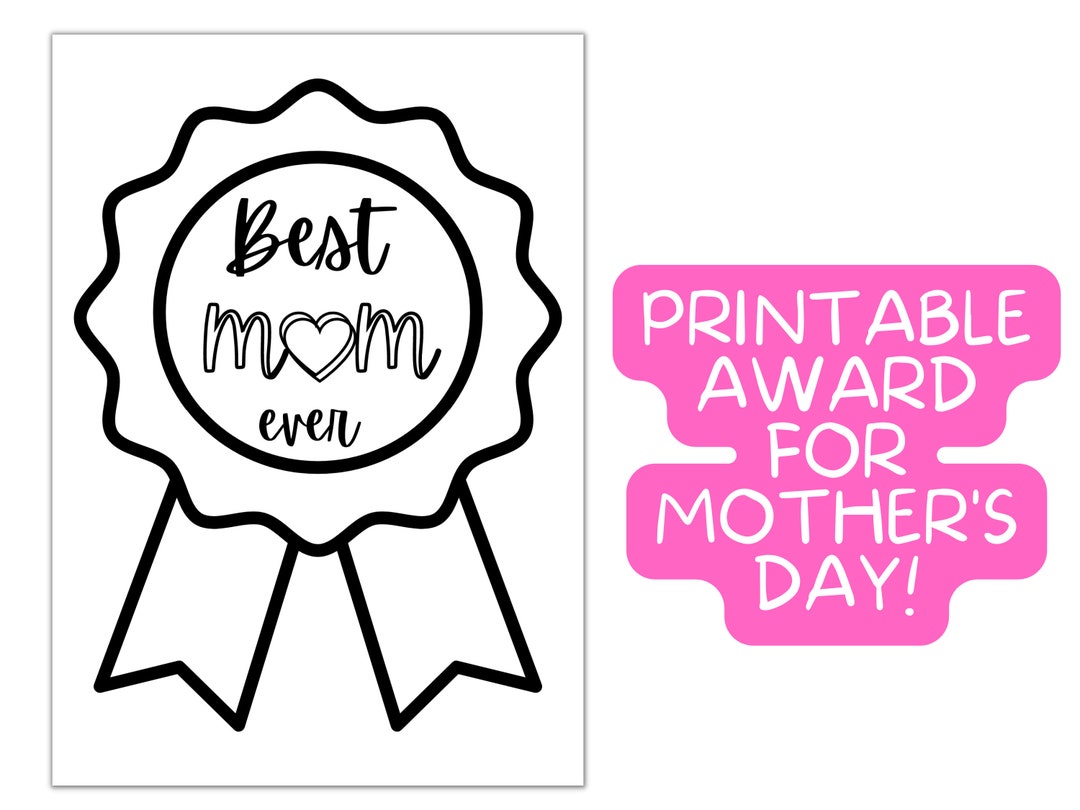 Mother's Day Gift, Best Mom Award, Printable Activity for Kids, Nursery ...
