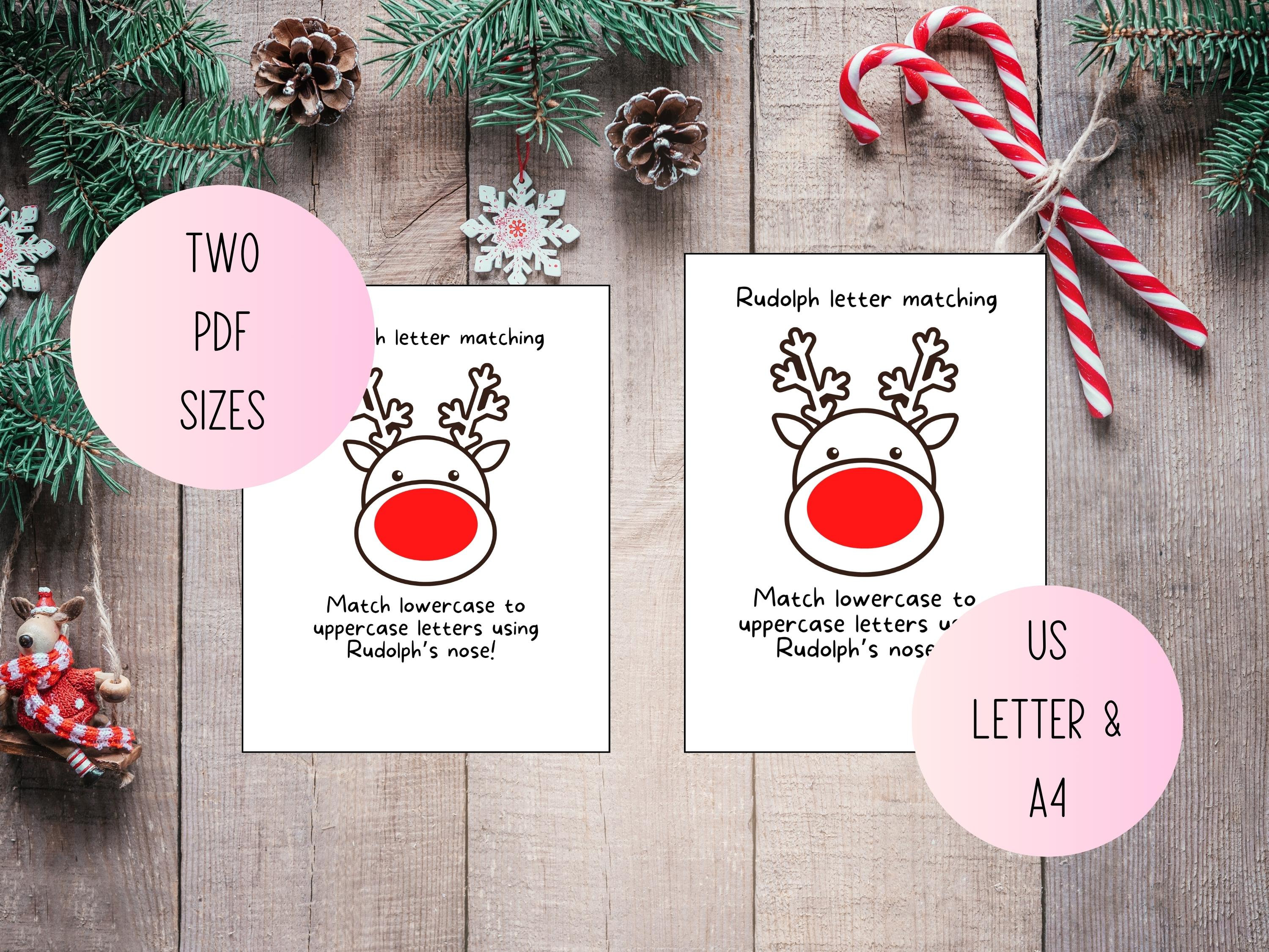 Alphabet Matching Activity, Christmas Worksheet Kids, Rudolph Activity ...
