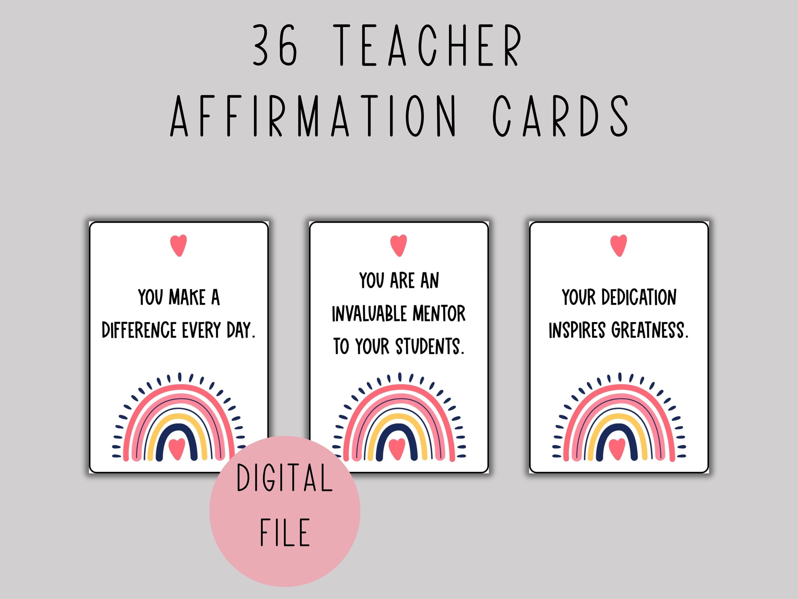 Teacher Affirmation Cards, Teacher Appreciation Gift, Printable Cards ...