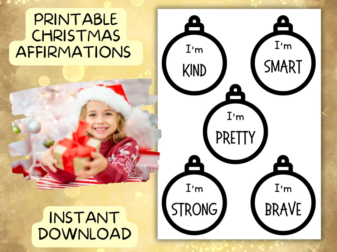 Christmas Affirmations for Kids, Positive Words for Children, Printable ...