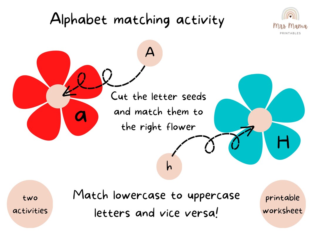 Flower Alphabet Matching, Printable Worksheet Activity, Toddler Busy ...