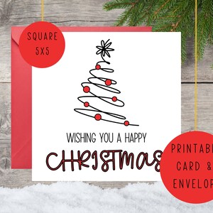 Printable Christmas Card With Printable Envelope Square Card - Etsy