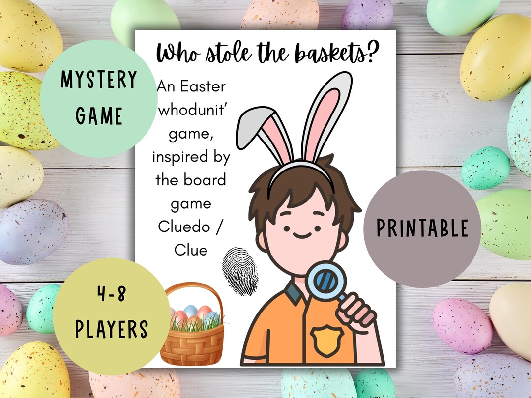 Printable Mystery Game, Easter Whodunit, Family Game, Spring Cluedo ...