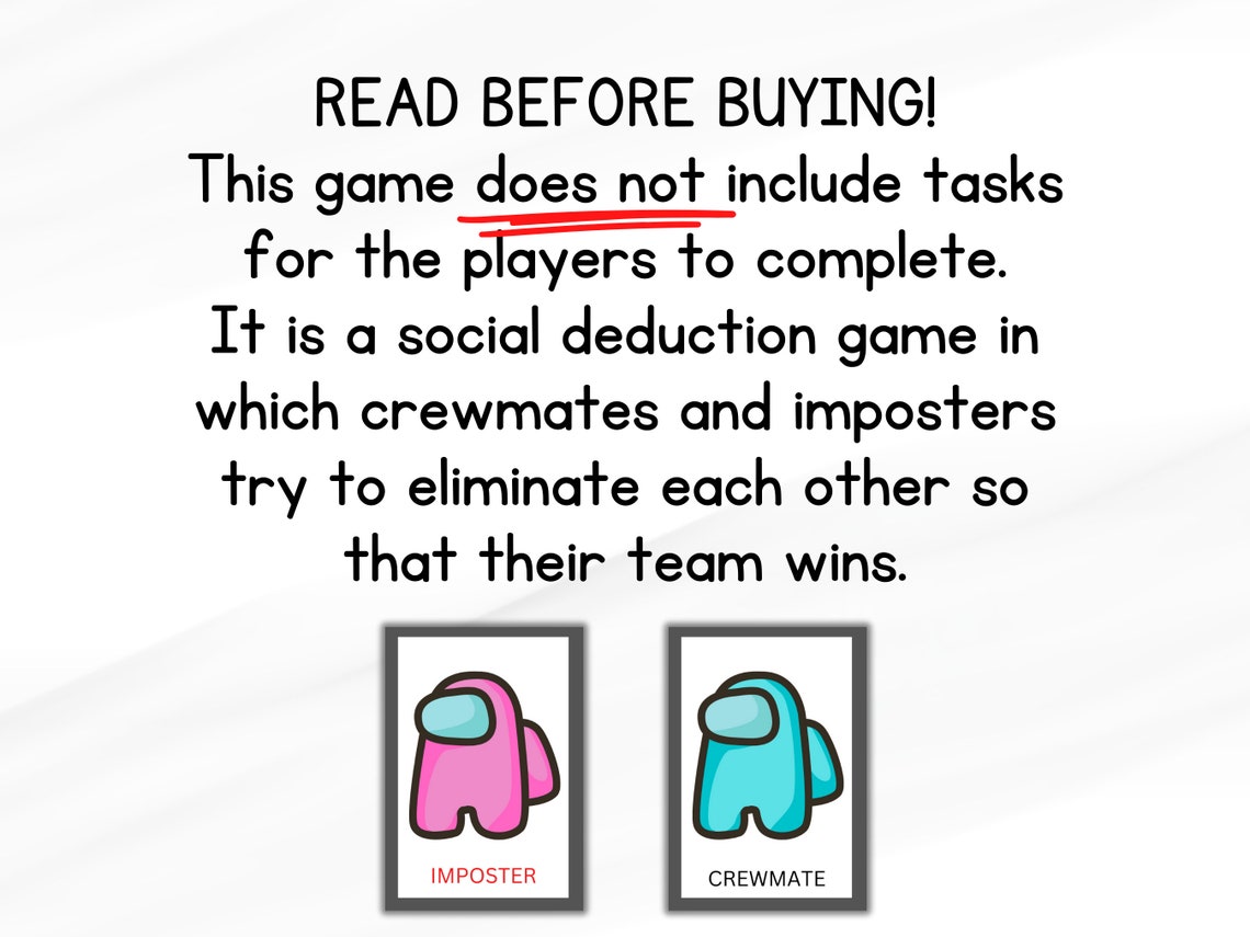 Among Us, Printable Game, Card Game, Fun Game, Family, Friends Fun ...