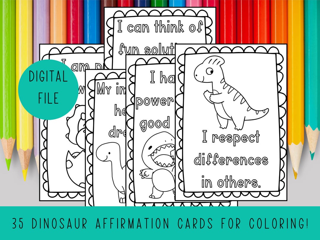 Dinosaur Coloring Pages With Affirmations / Affirmations for Boys ...