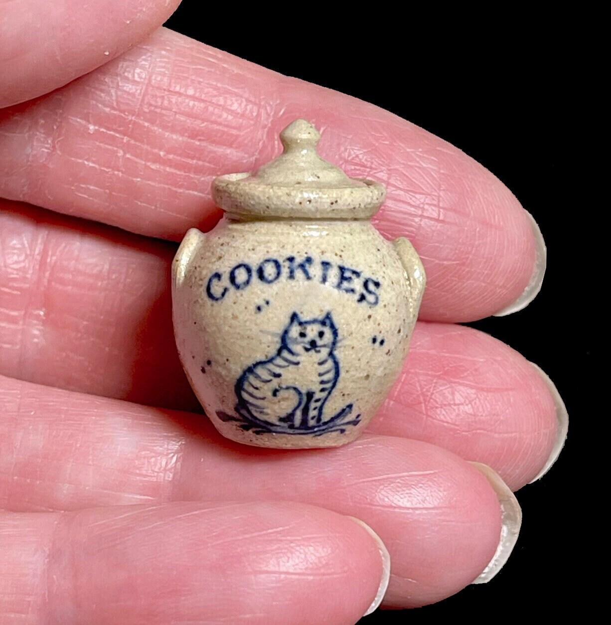 IGMA Jane Graber Pottery HTF Kitty Cookies Lidded Jar Dollhouse ...