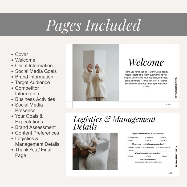 Social Media Client Questionnaire | Canva Template, Onboarding Form (14 ...