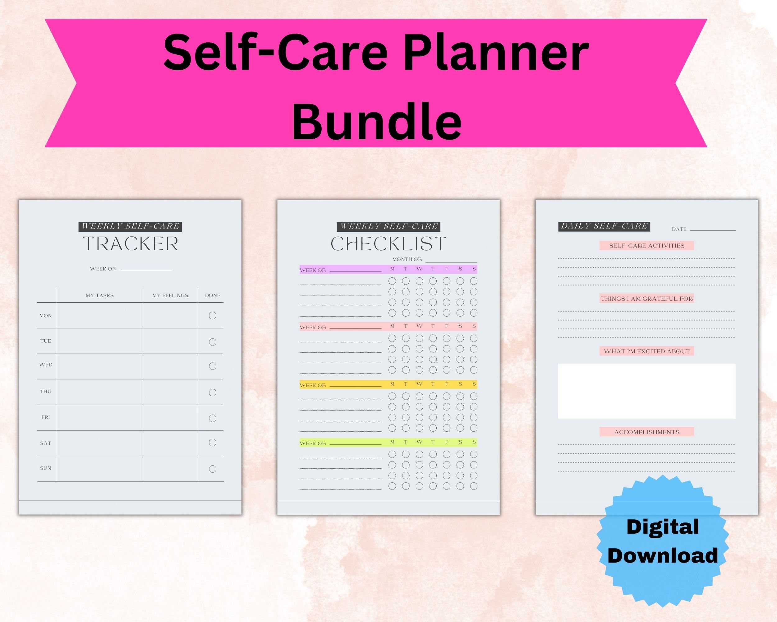 Self-care Planner Printable Bundle for Mental Health Weekly & - Etsy
