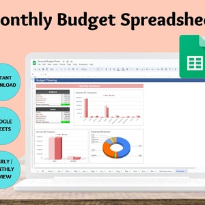 Budget Planner for Google Sheets Monthly Budget Spreadsheet Paycheck ...