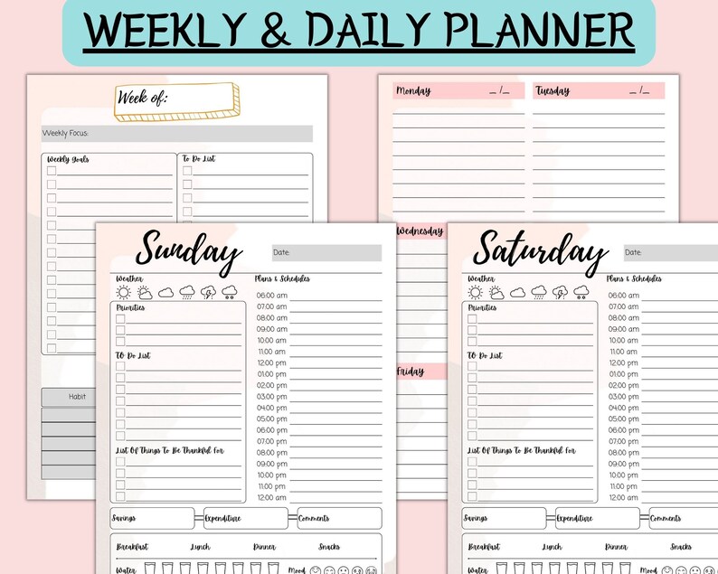 Weekly & Daily Planner Task Tracker Evernotes Planner Goal Setting ...