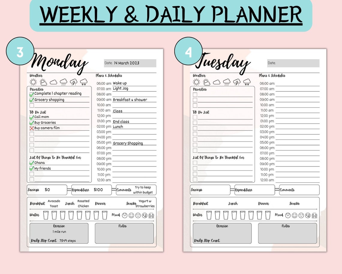 Weekly & Daily Planner Task Tracker Evernotes Planner - Etsy