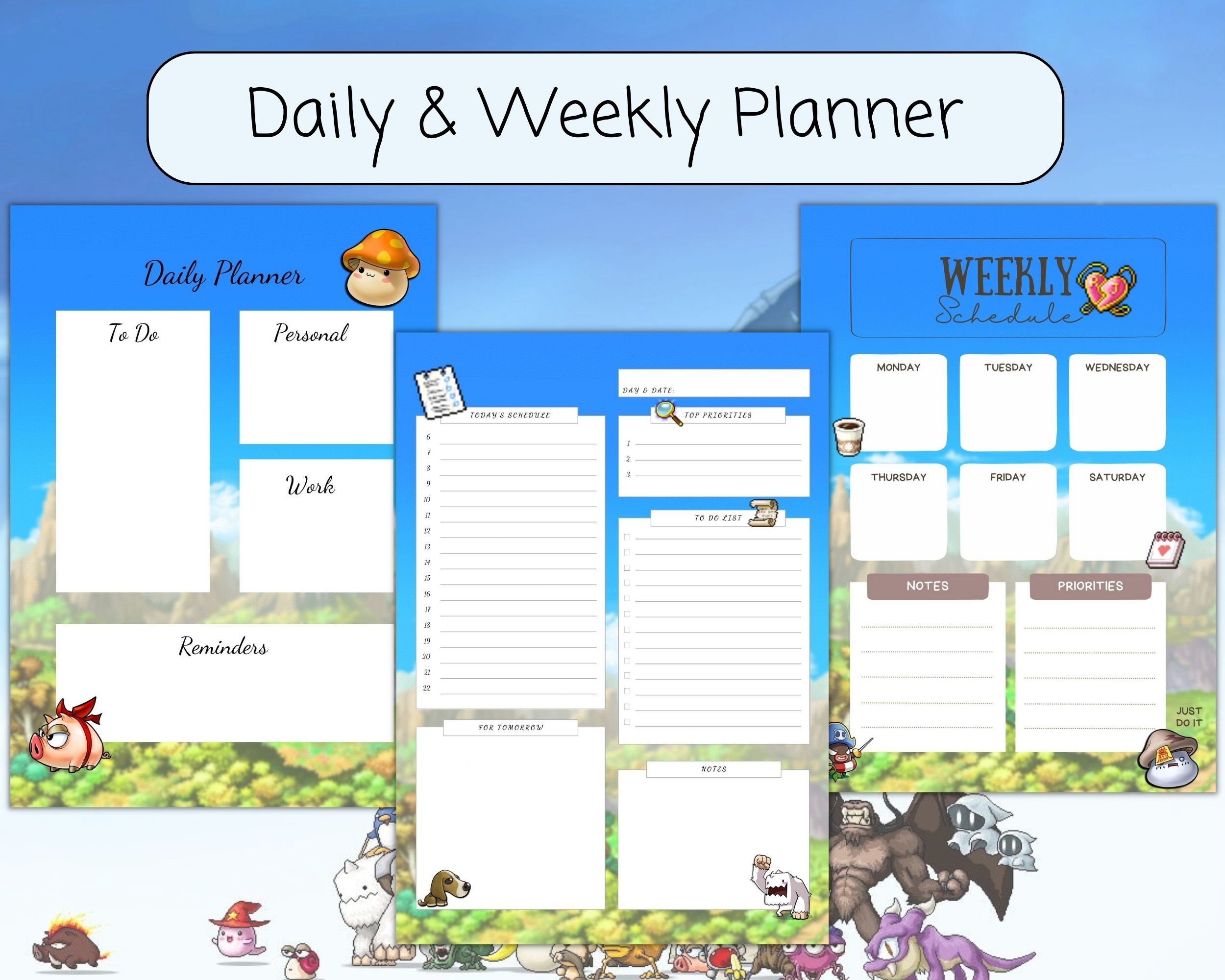 Maplestory Weekly & Daily Planner Task Tracker Evernotes Planner Goal ...
