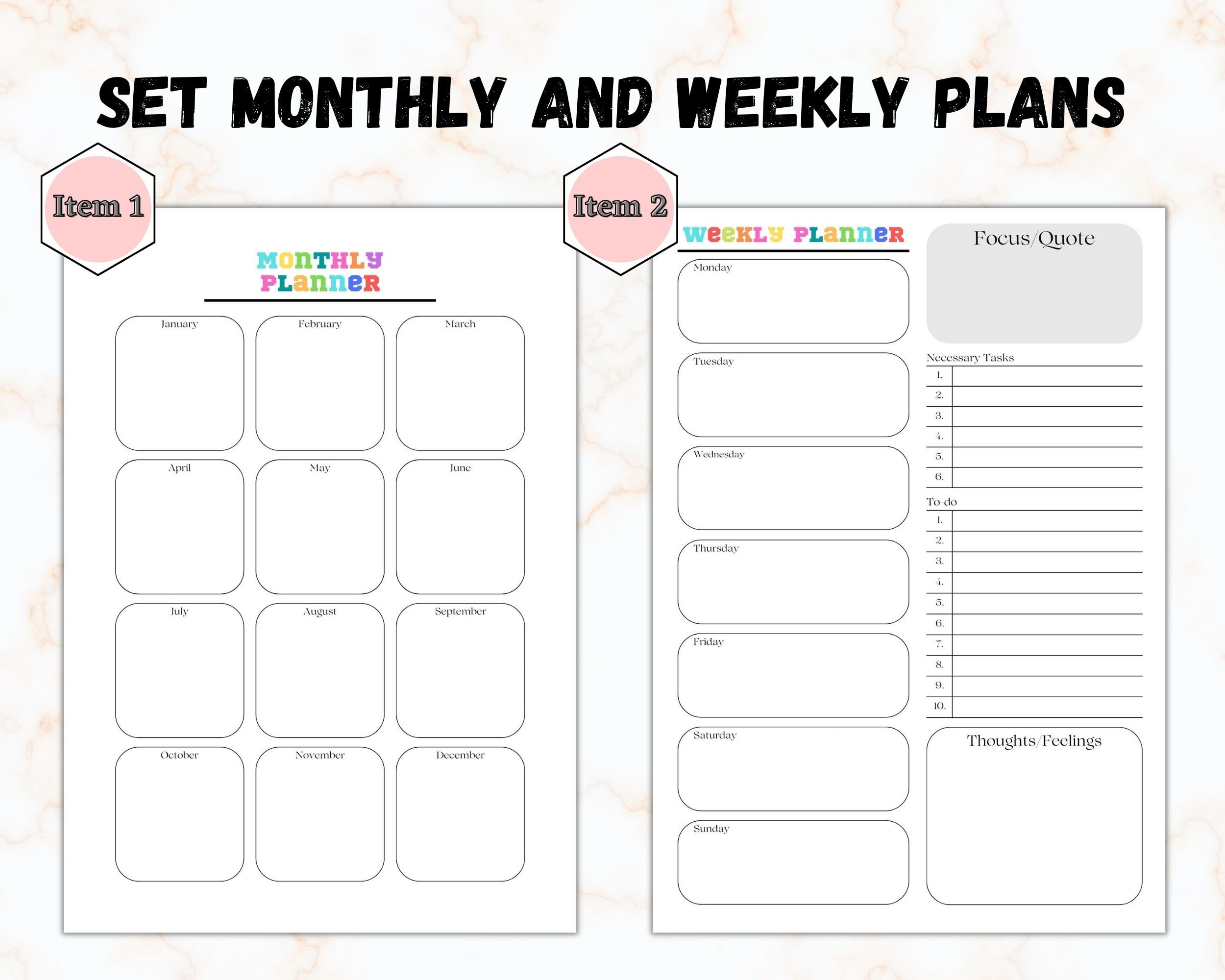 Monthly Weekly Daily Planner Printable A4 Self Care Planner - Etsy