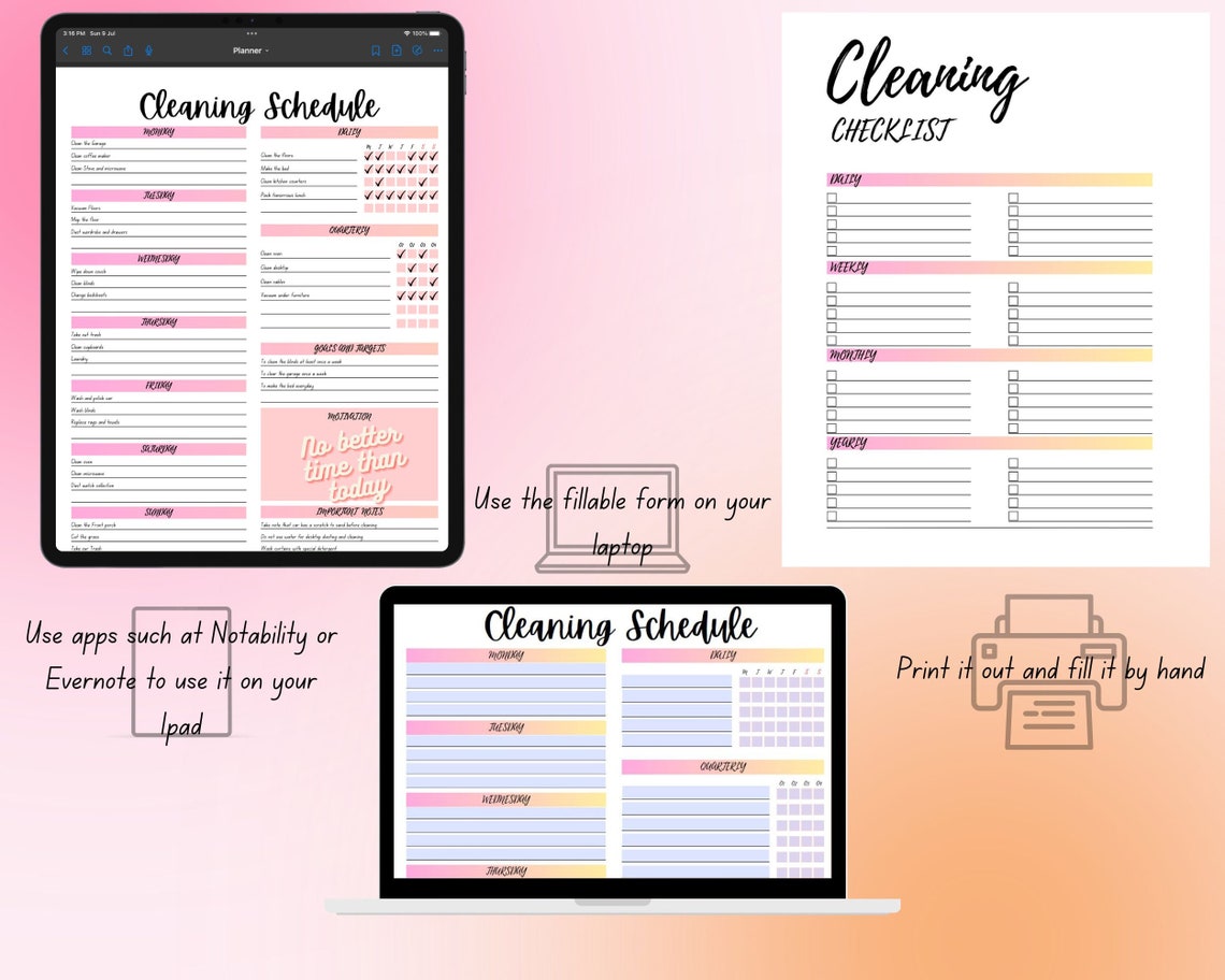 EDITABLE Cleaning Planner, Cleaning Checklist, Cleaning Schedule ...