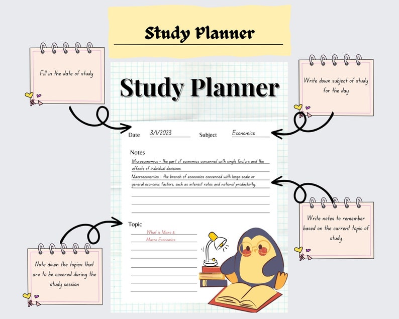 A4 Printable Study Planner iPad Study Planner Evernote Study Planner ...