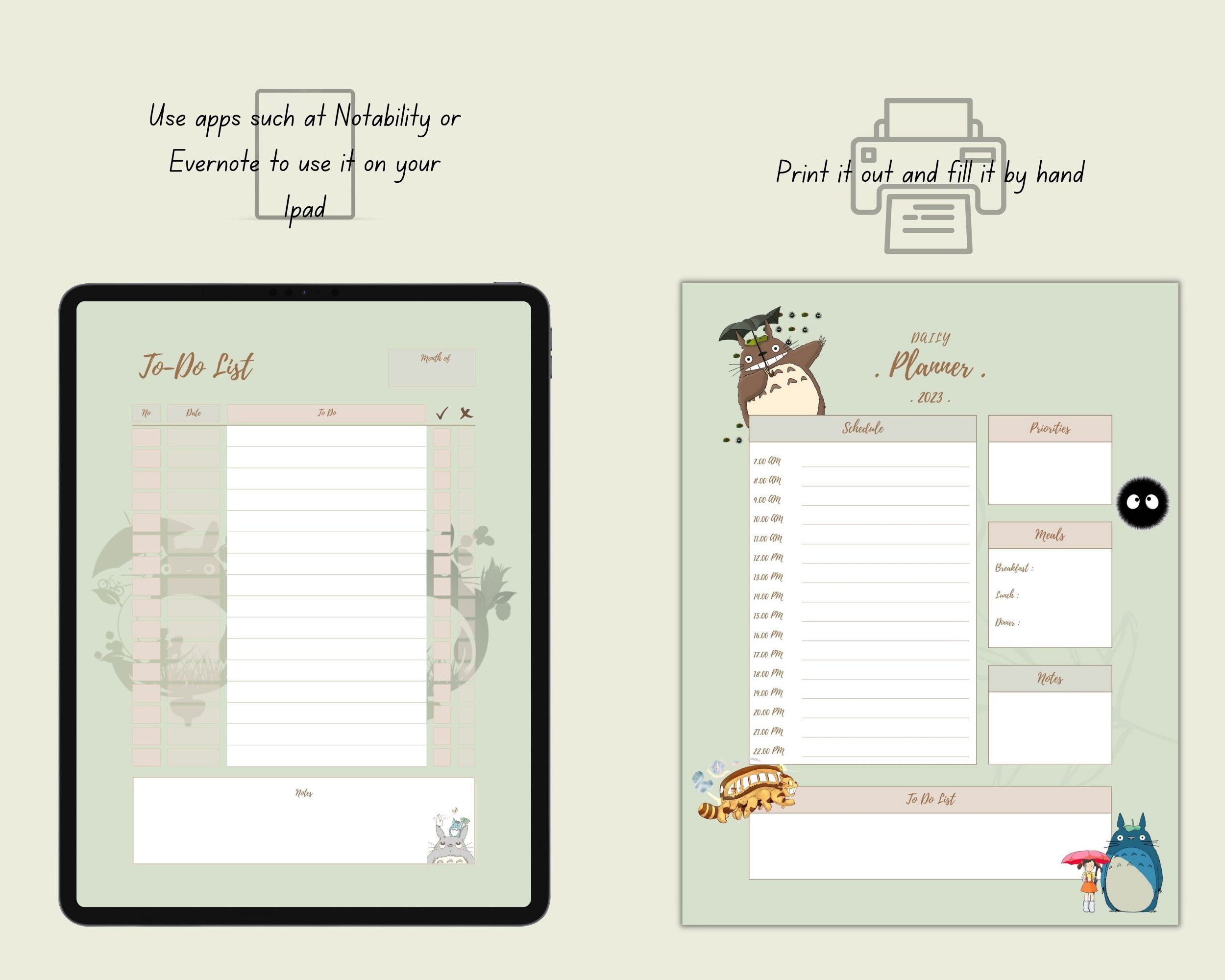 Totoro Weekly & Daily Planner Task Tracker Evernotes Planner Goal ...