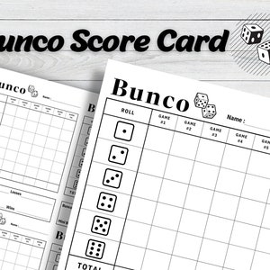 Bunco Score Card, Bunco Score Pad, Dice Game Card, Bunco Game, Bunco ...