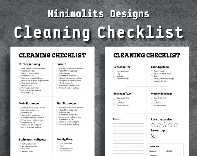 Housekeeping Checklist, Printable Template, Editable File, Cleaning ...