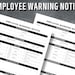 Employee Warning Notice, Warning Notice Sheet, Printable Employee ...