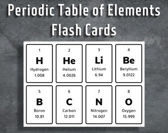 Periodic Table of Elements Cards Educational Cards Flash Cards - Etsy ...