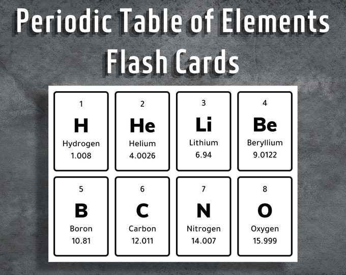 Tarjetas didácticas imprimibles de la tabla periódica de elementos ...