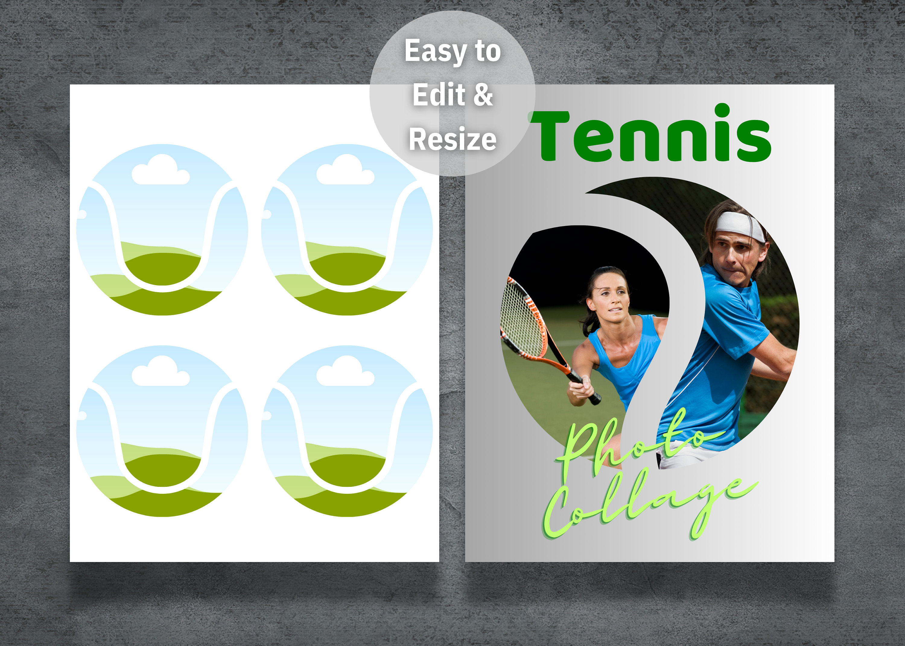 Tennis Photo Collage, Editable Canva Template, Tennis Canva Frame ...