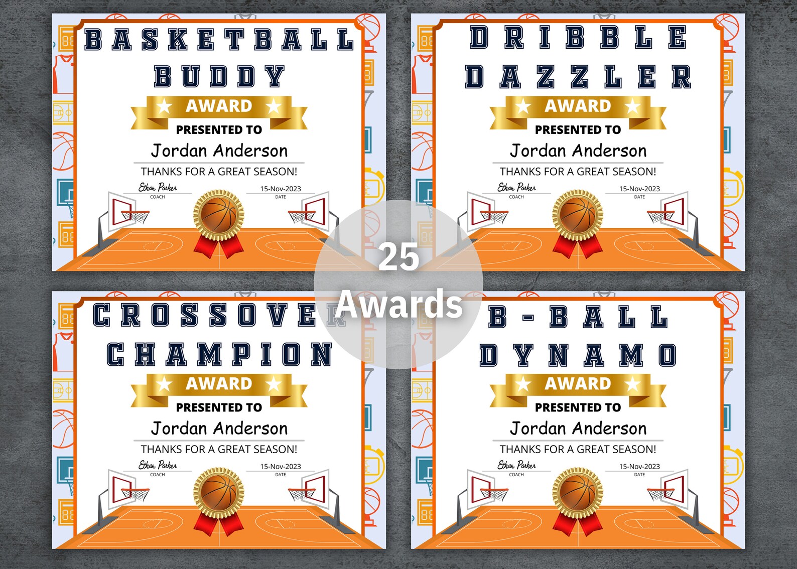 Basketball Award Certificates, End of Season Basketball Award, Award ...