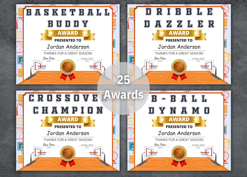 Basketball Award Certificates, End of Season Basketball Award, Award ...
