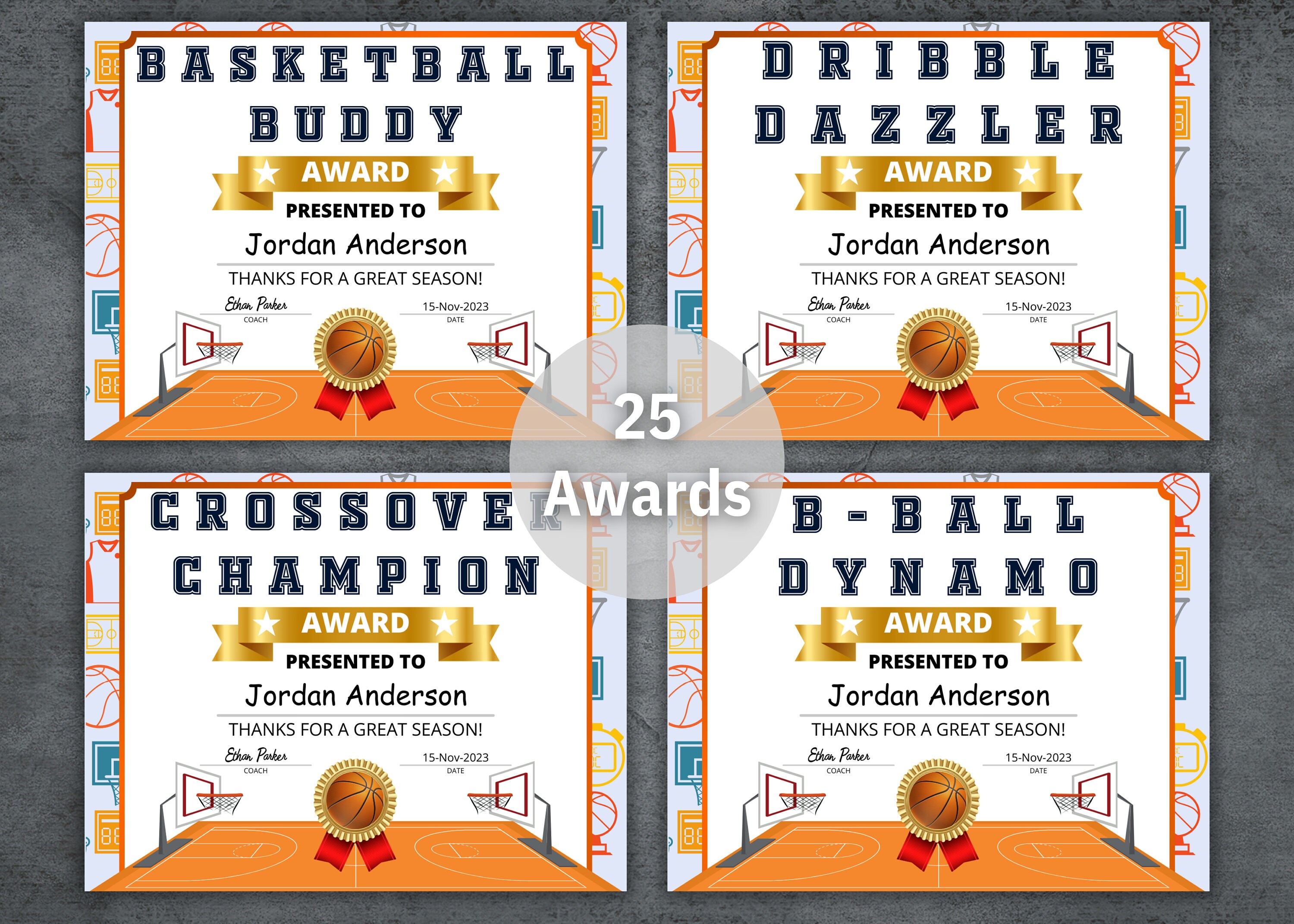 Basketball Award Certificates, End of Season Basketball Award, Award ...