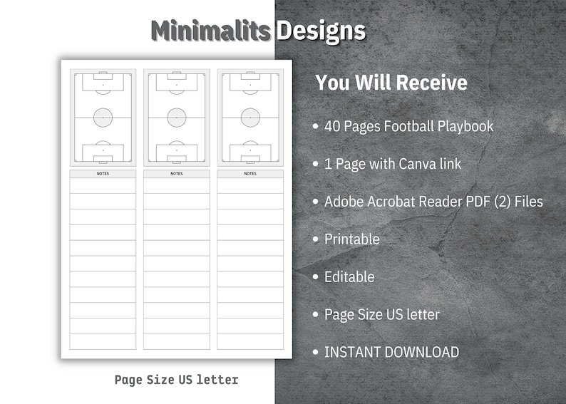Football Playbook Template, Printable Blank Soccer Diagrams, Canva ...