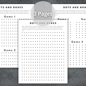 Dots and Boxes Game, Printable Dots Game, Classic Board Game, Printable ...