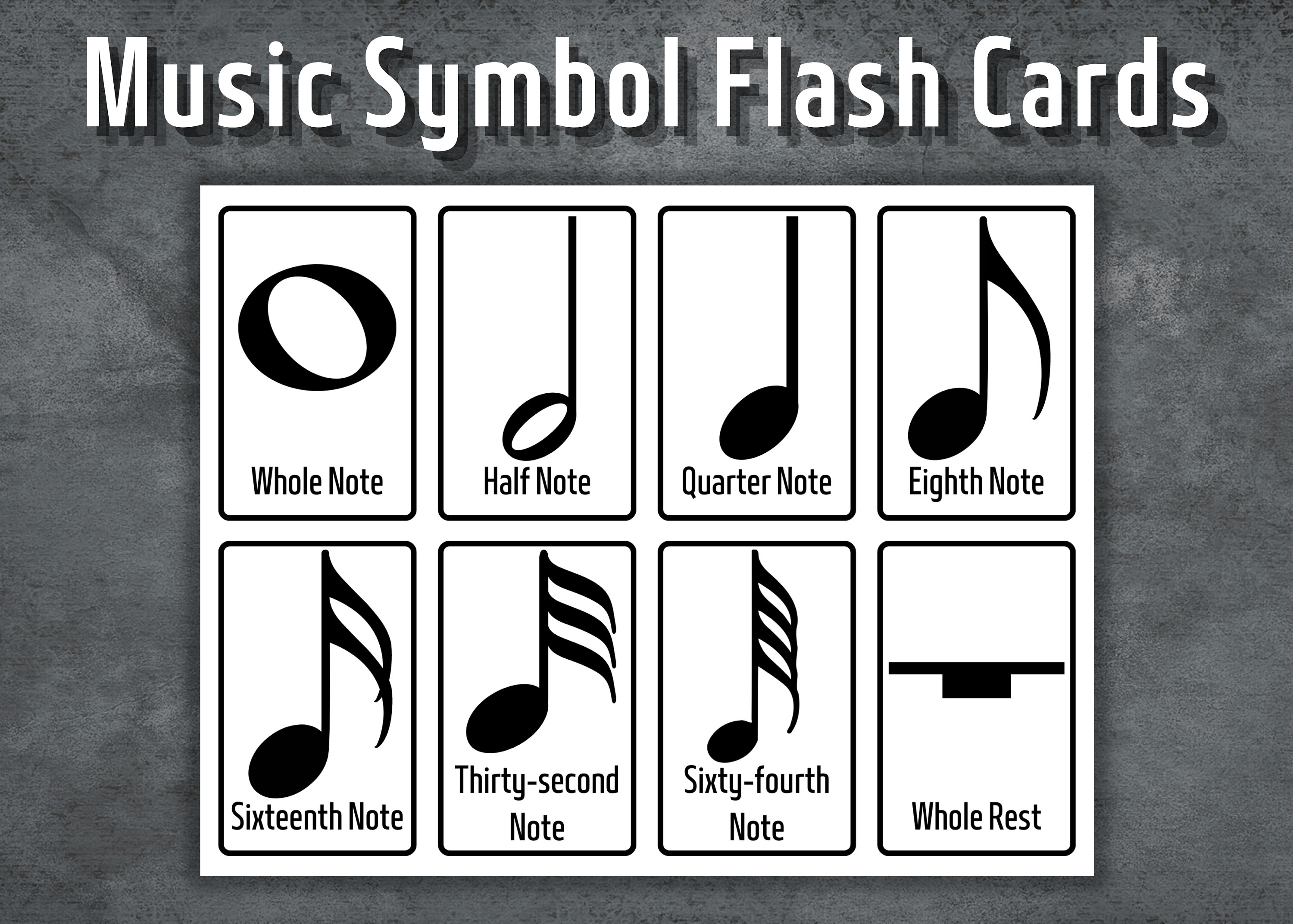 Music Symbol Flash Cards, Printable Music Notation Flash Cards, Musical ...