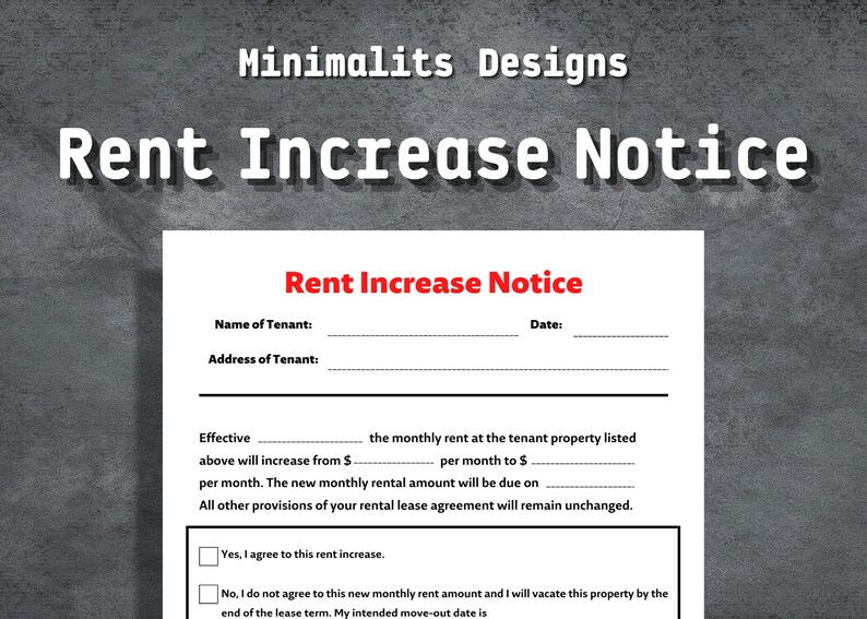 Rent Increase Notice Rental Increase Template Tenant Notice - Etsy