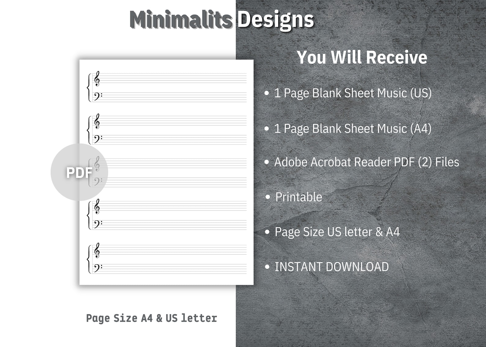 Blank Sheet Music, Printable Blank Music Sheet, Blank Music Paper ...
