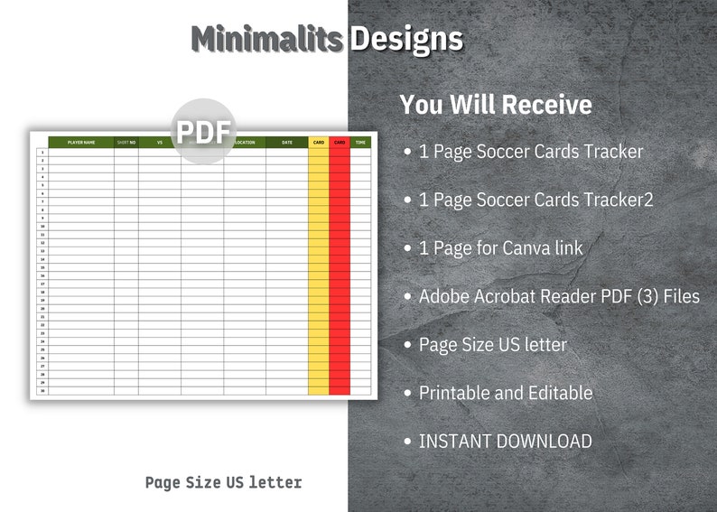 Soccer Cards Tracker, Printable Football Cards Tracker, Soccer Season ...