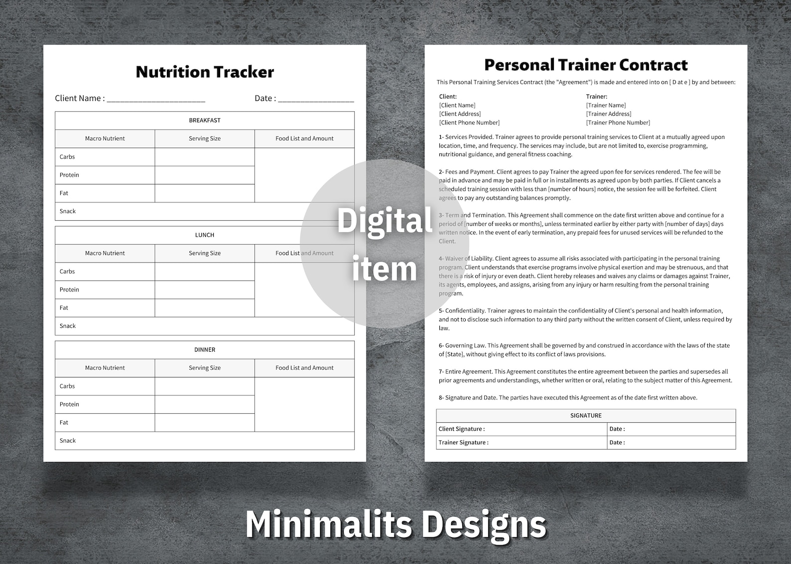 Personal Trainer Sheet, Personal Training Program Template, Fitness ...