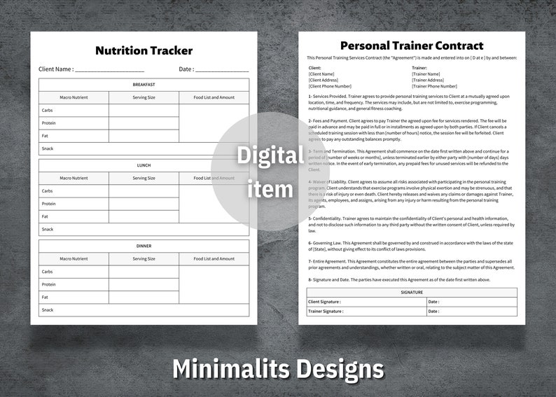 Personal Trainer Sheet, Personal Training Program Template, Fitness ...