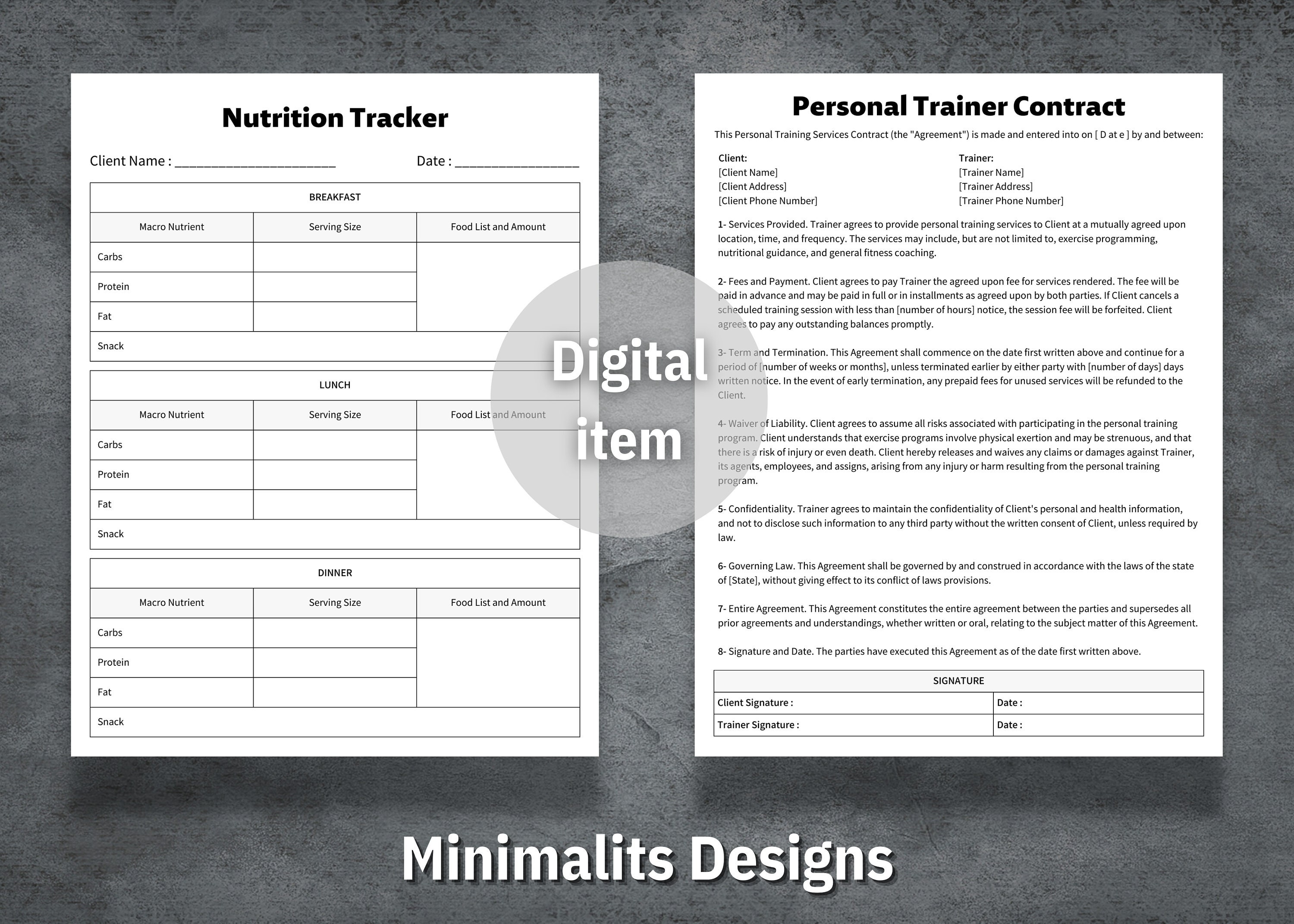 Personal Trainer Sheet, Personal Training Program Template, Fitness ...