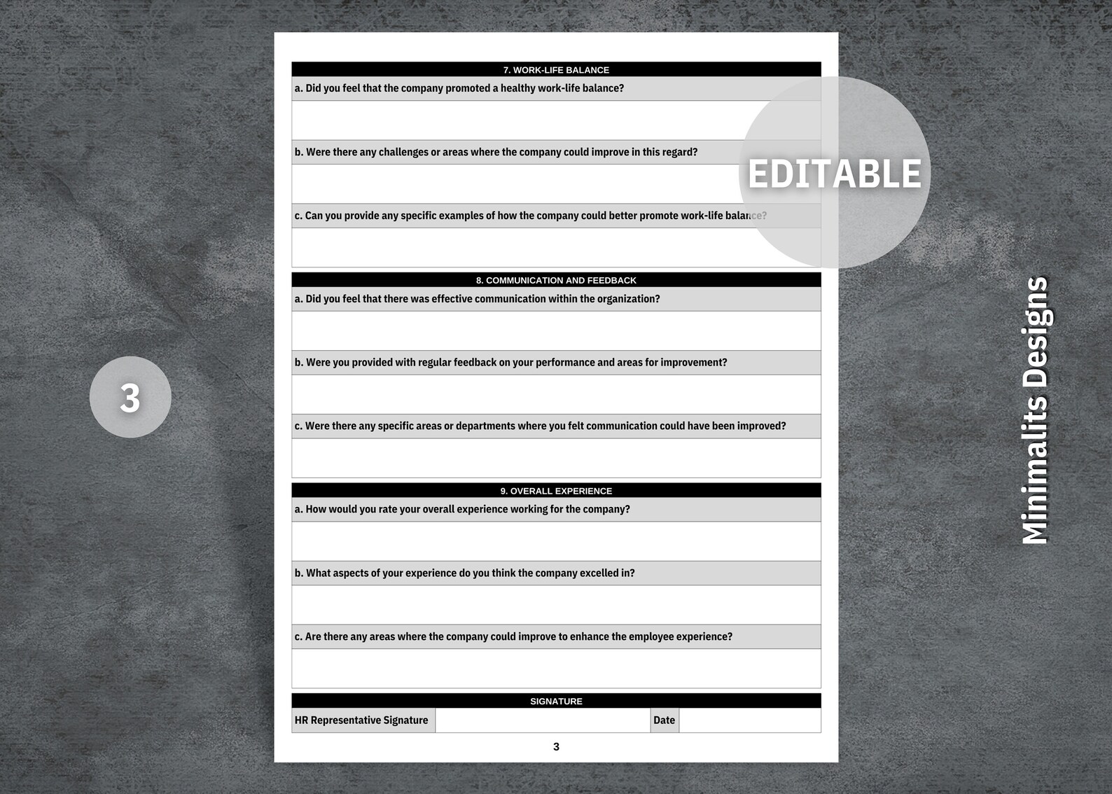 Exit Interview Questions Template, Printable Employee Exit Feedback ...