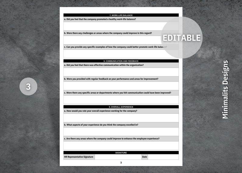 Exit Interview Questions Template, Printable Employee Exit Feedback ...