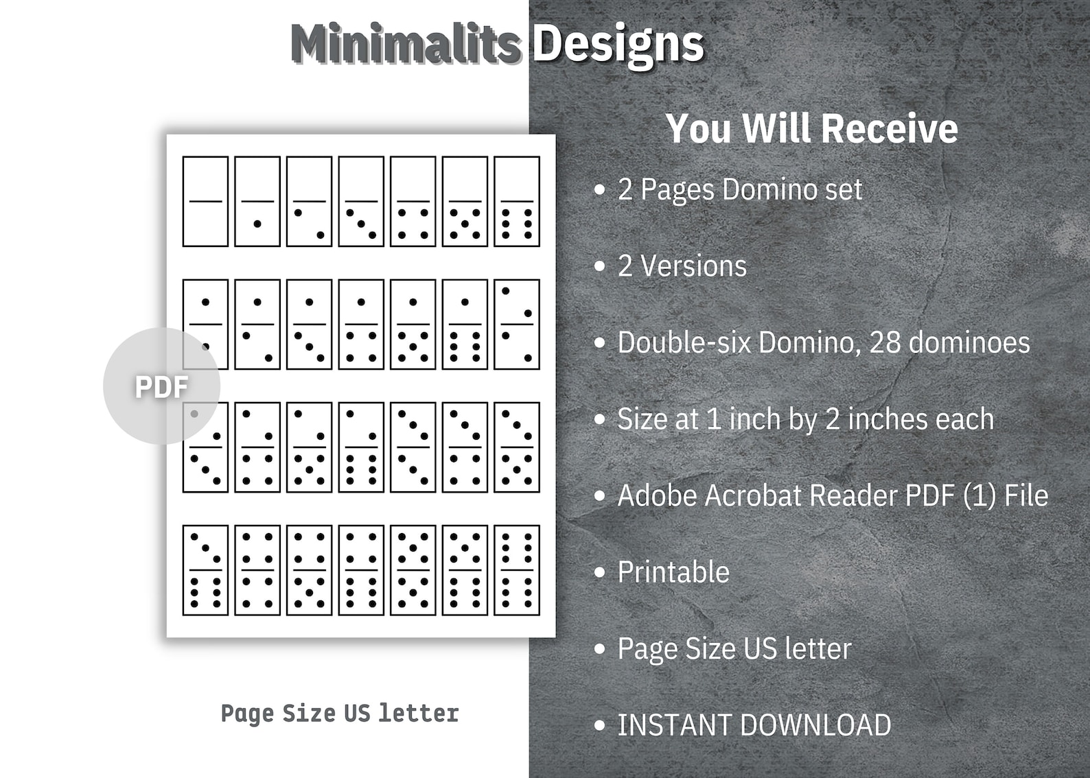 Printable Domino Set, Dominoes Template Set, Printable Dominoes, Domino ...