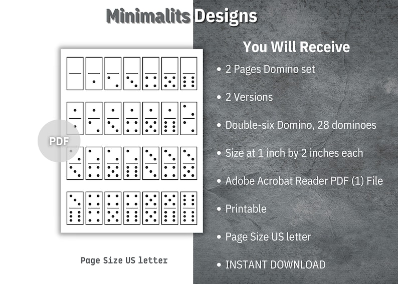 Printable Domino Set, Dominoes Template Set, Printable Dominoes, Domino ...