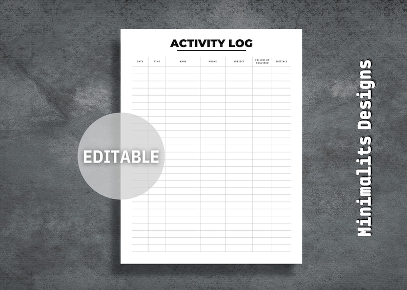 Activity Log, Follow-up Template, Activity Tracker, Daily Activities ...