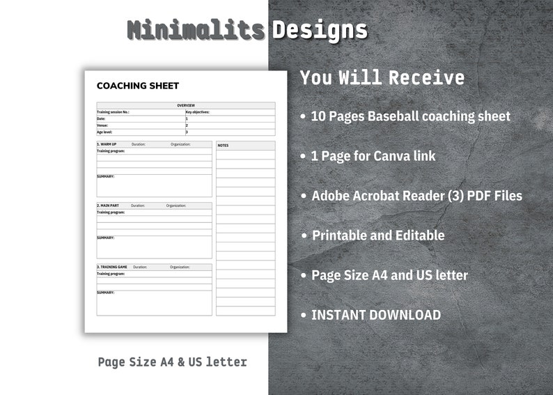 Baseball Coaching Sheet Baseball Practice Plan Baseball Game - Etsy