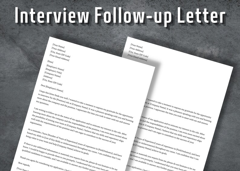 Interview Follow-up Letter Professional Interview Follow-up - Etsy