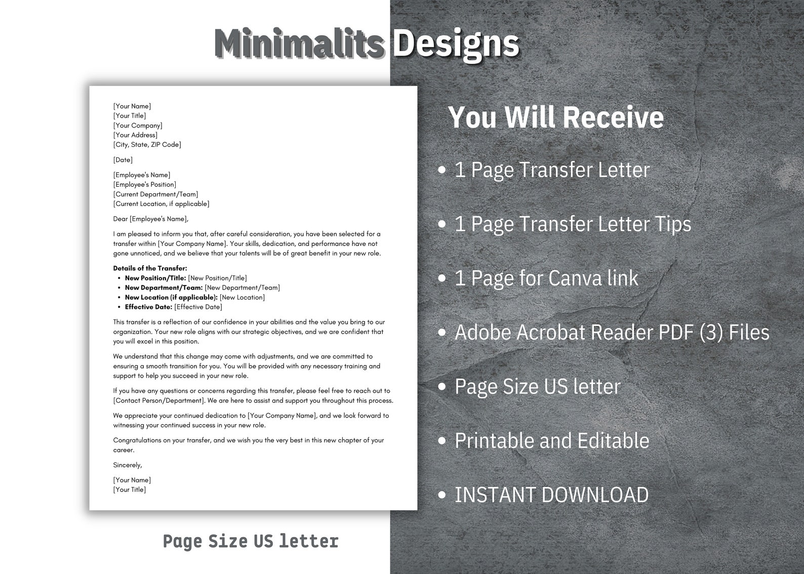 Transfer Letter, Professional Transfer Letter, Printable Job Promotion ...