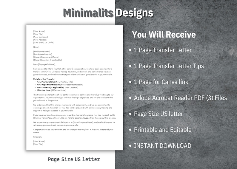 Transfer Letter, Professional Transfer Letter, Printable Job Promotion ...